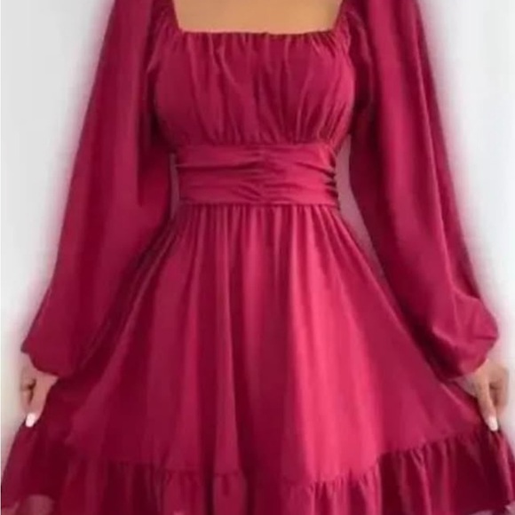 VENUS | Dresses | Venus Red Ruched Sundress With Square Neckline | Poshmark